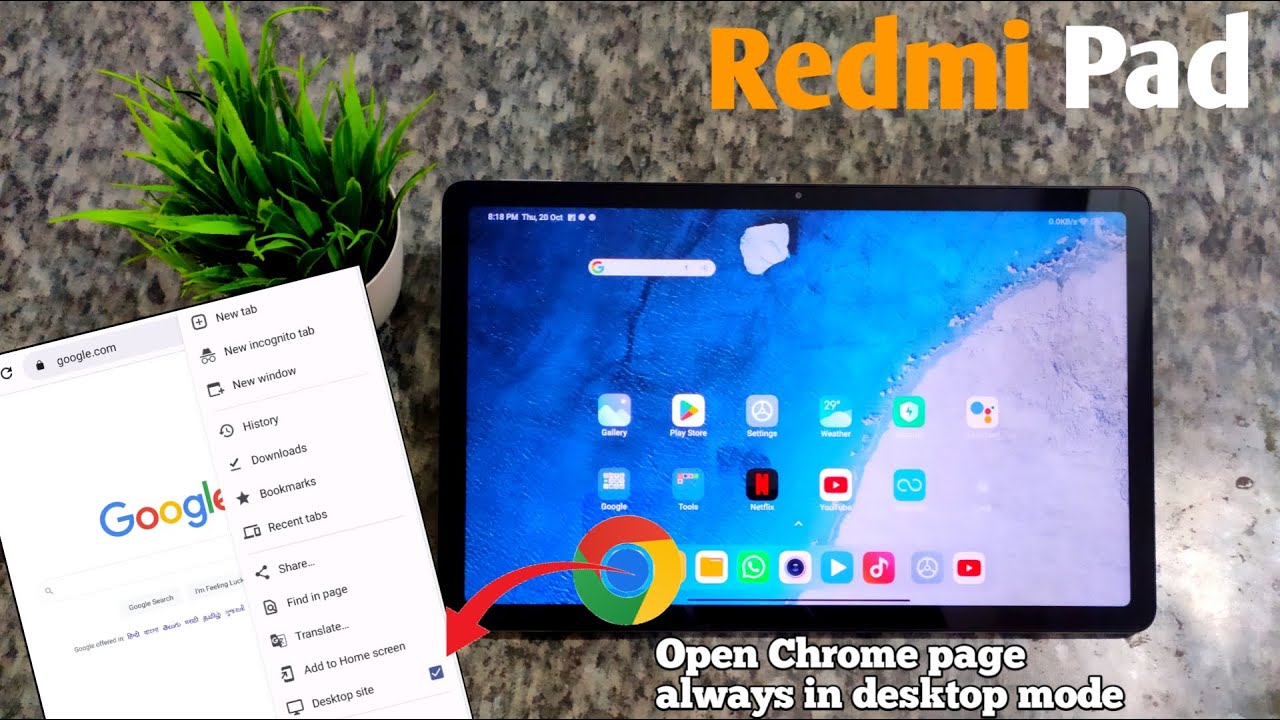 Open Chrome page always in desktop 🖥️ mode on Redmi Pad || 2022 || Hr ...