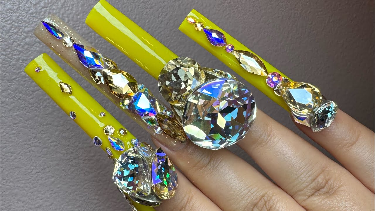 WATCH ME WORK: 4XL CARDI B INPIRED BLING OUT! $1000 + NAILS - YouTube