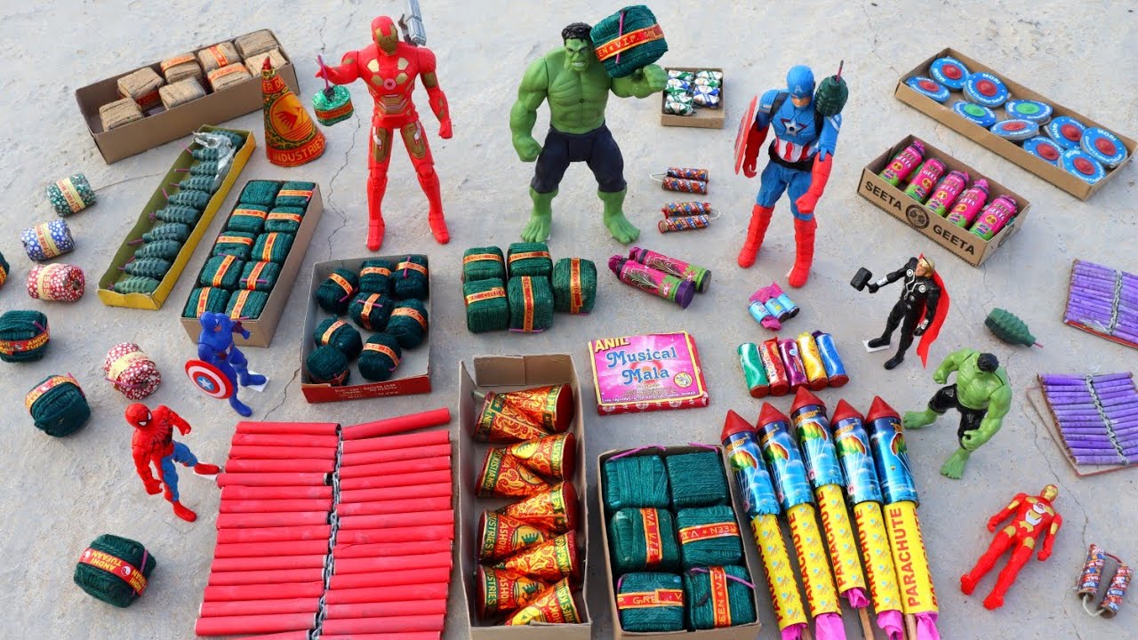 Avengers power test with Fireworks | Malinga power test Avengers | toys ...