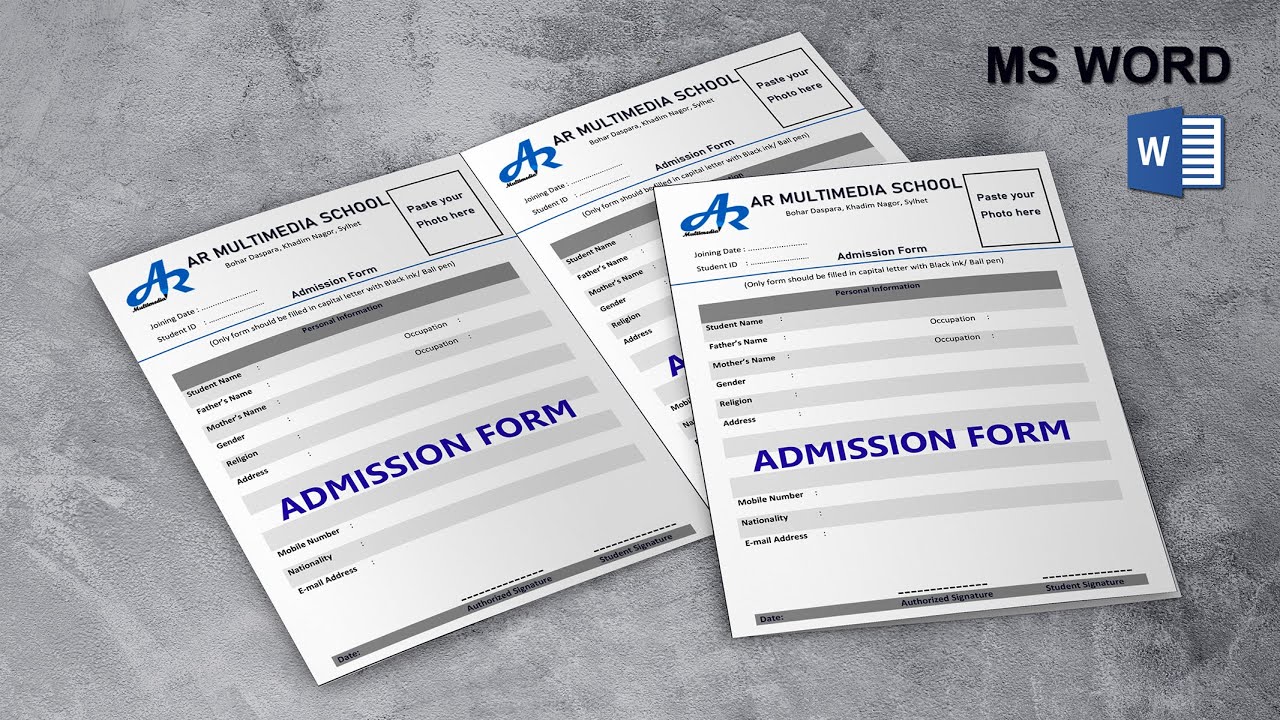 MS Word Tutorial: How to Create Fillable Forms in Word||Admission Form ...