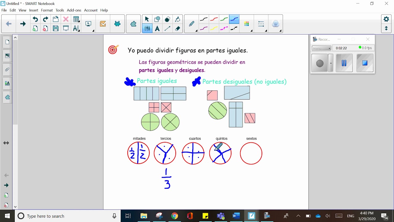Vocabulario: Dividir figuras en partes iguales (fracciones) - YouTube