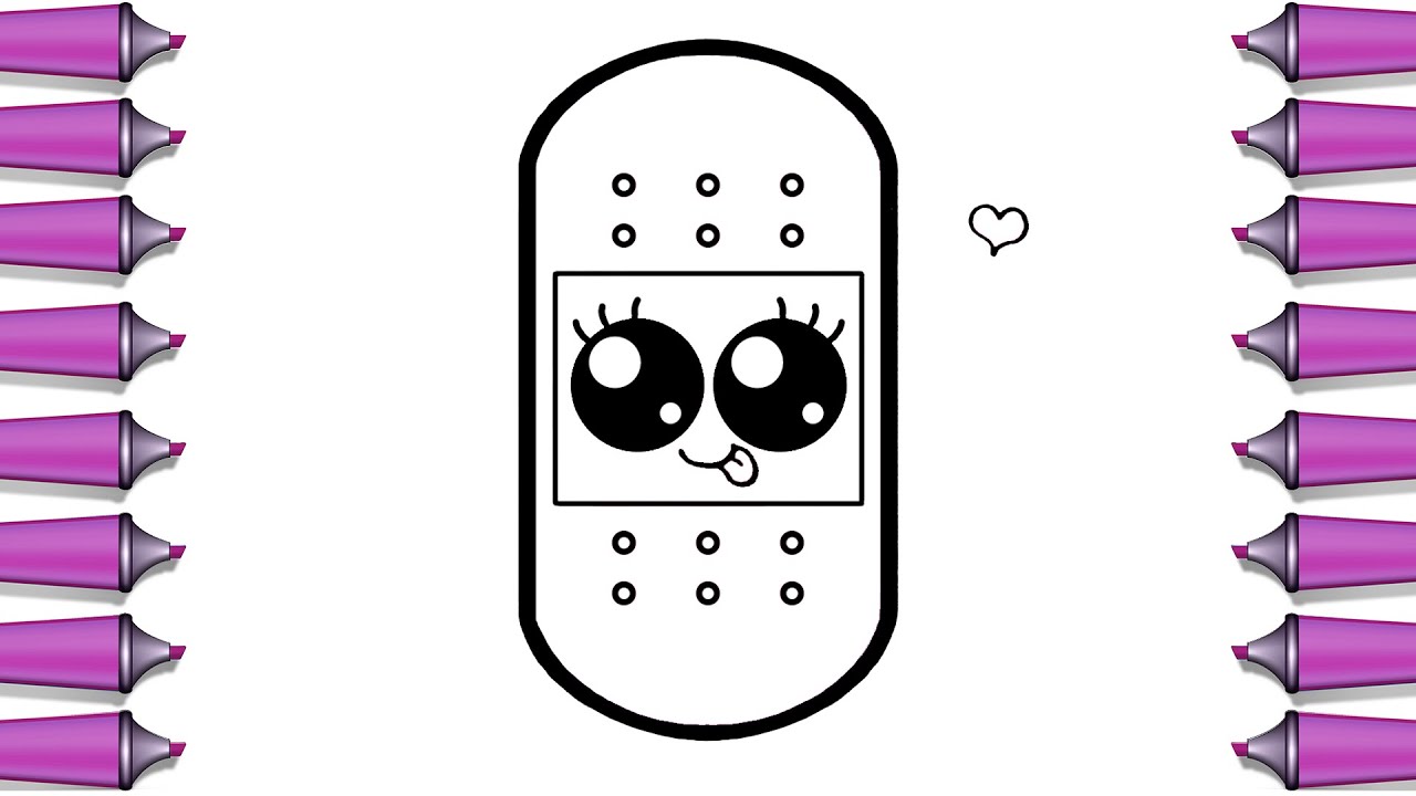 How to draw a cute band aid step by step - YouTube