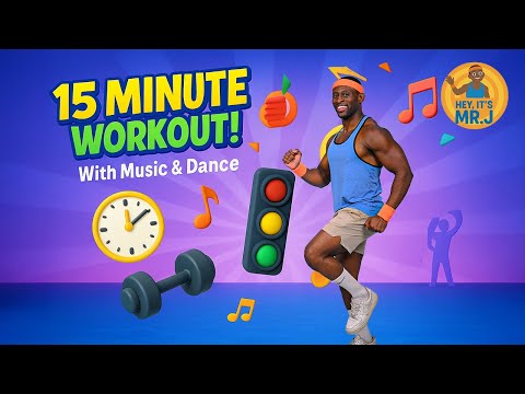 15-Minute Kids Workout with Music | Brain Break Warm-Up, Squats & Line Dance