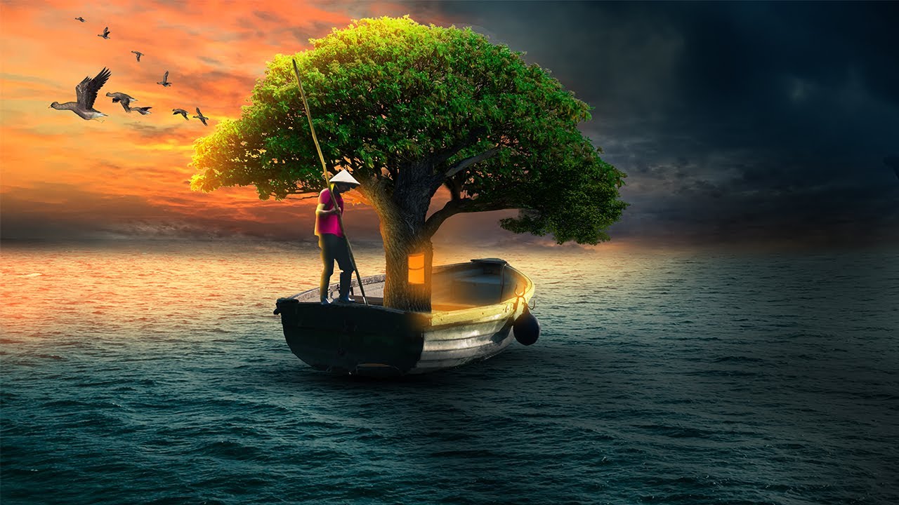 Boat Photoshop Edit My Way Digital Art Tutorial - YouTube