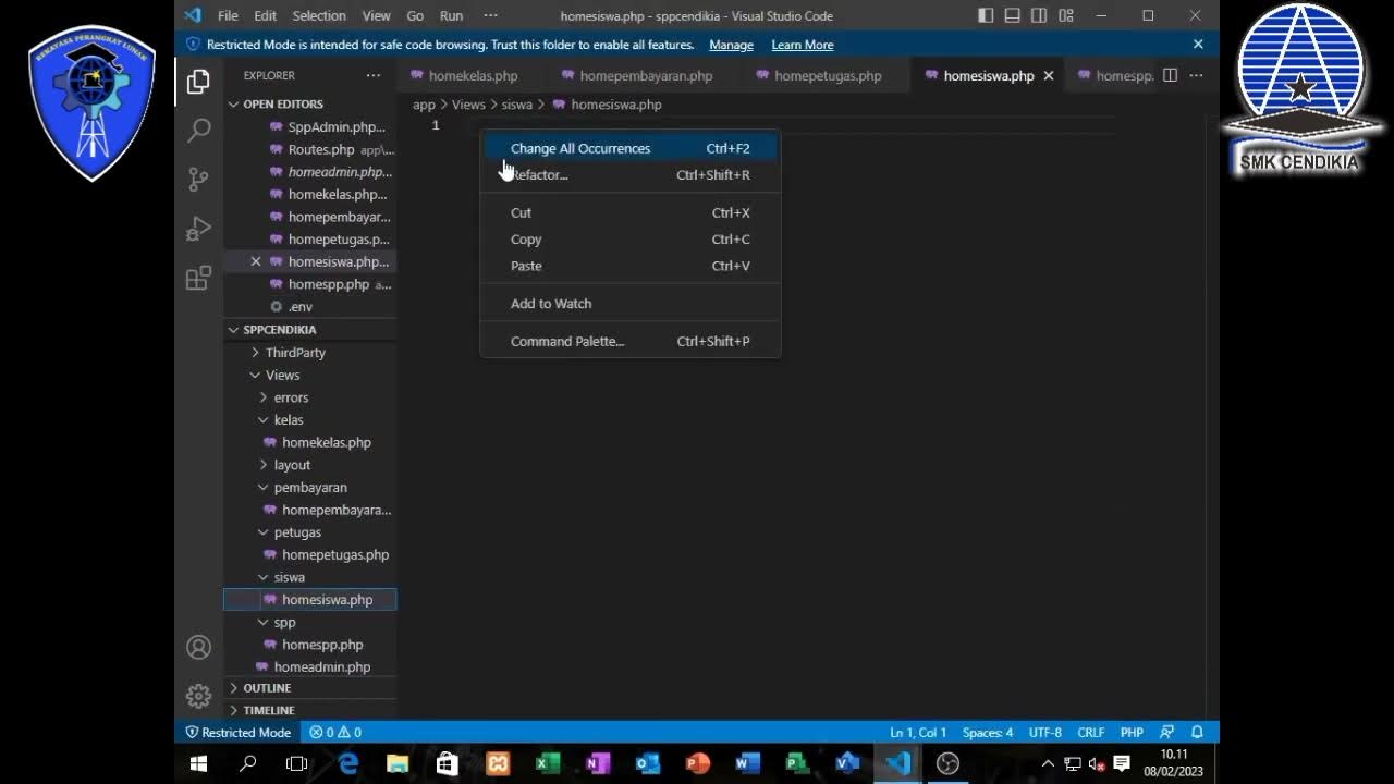 TUTORIAL MEMBUAT PROJECT WEB SPP SEKOLAH MENGGUNAKAN FRAMEWORK CI4 - YouTube