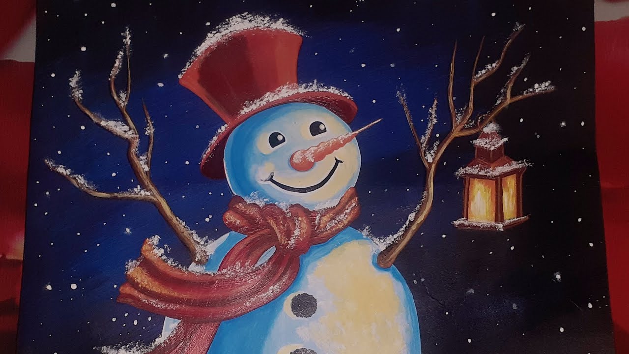 Snowman Painting/Winter painting/Snowman Painting Tutorial - YouTube