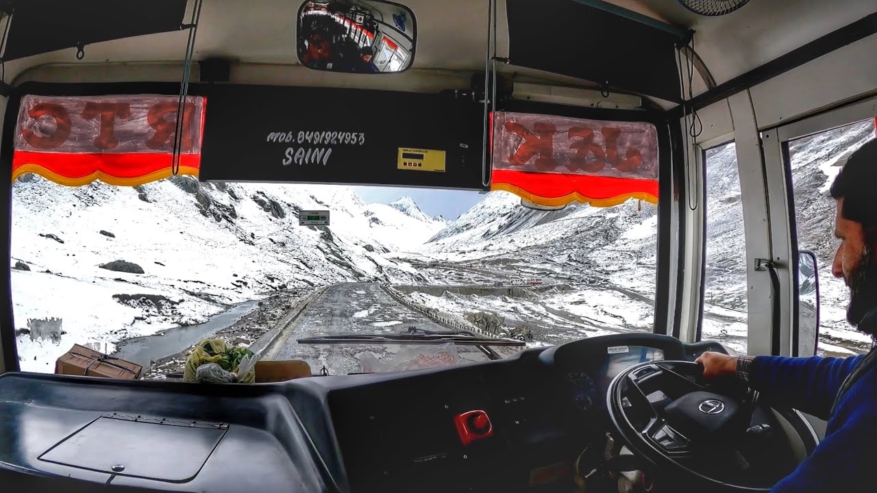 JKSRTC Bus crossing Zojila Pass (11,600ft) | Cabin Ride in Extreme ...