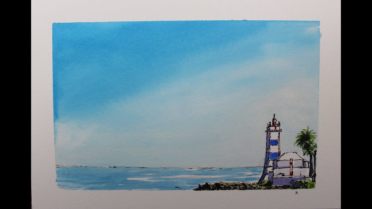 Sketching Farol Lisboa Cascais,watercolor,easy style to follow.Nil ...