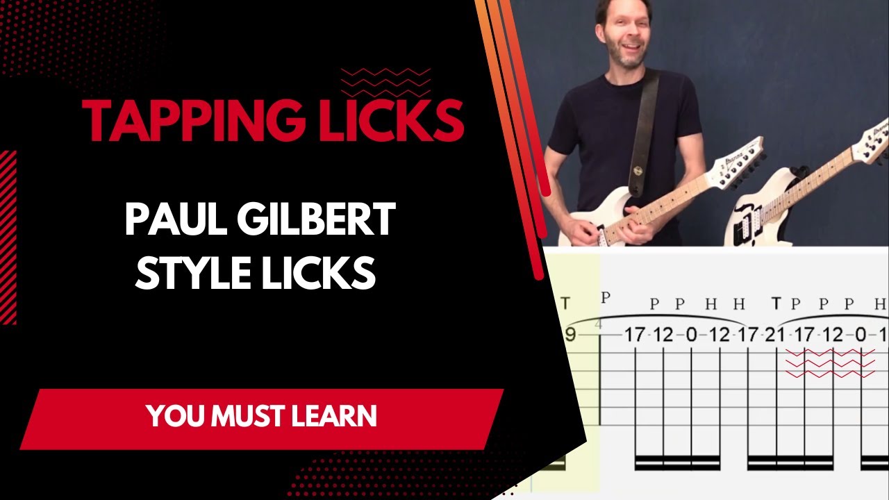 How To Play Paul Gilbert Tapping Style Guitar Licks - Lead Guitar ...