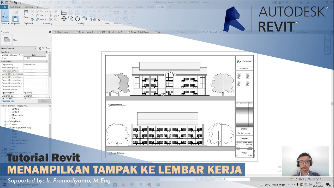 Tutorial 19 | Autodesk Revit Arsitektur | Menempatkan Tampak pada ...