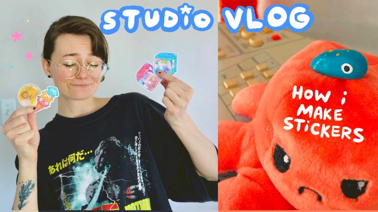 making stickers without cricut, splatoon, gardening 🌱 STUDIO VLOG 02 ...