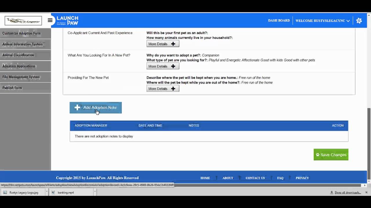 Review Adoption Applications in Launch Paw's Animal Shelter Management ...