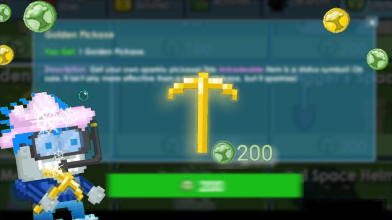 Getting Golden Pickaxe! | Growtopia - YouTube
