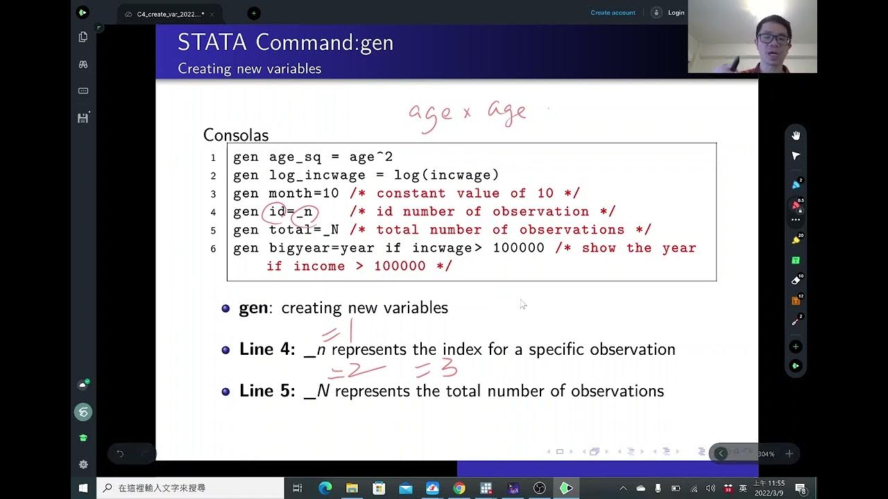 STATA Class 3-1: gen - YouTube