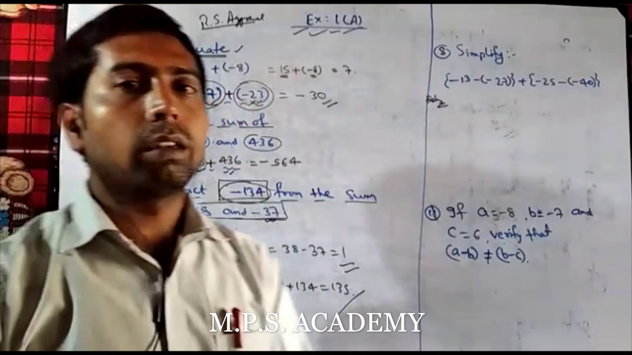 CLASS 07 MATHS LESSON 01 EXERCISE 1A - YouTube
