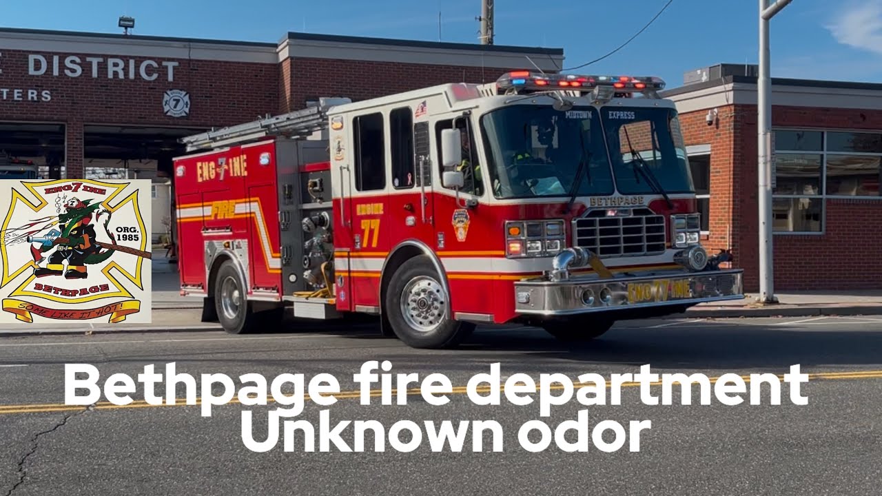 Bethpage fire department Engine 77 responding to a unknown odor - YouTube