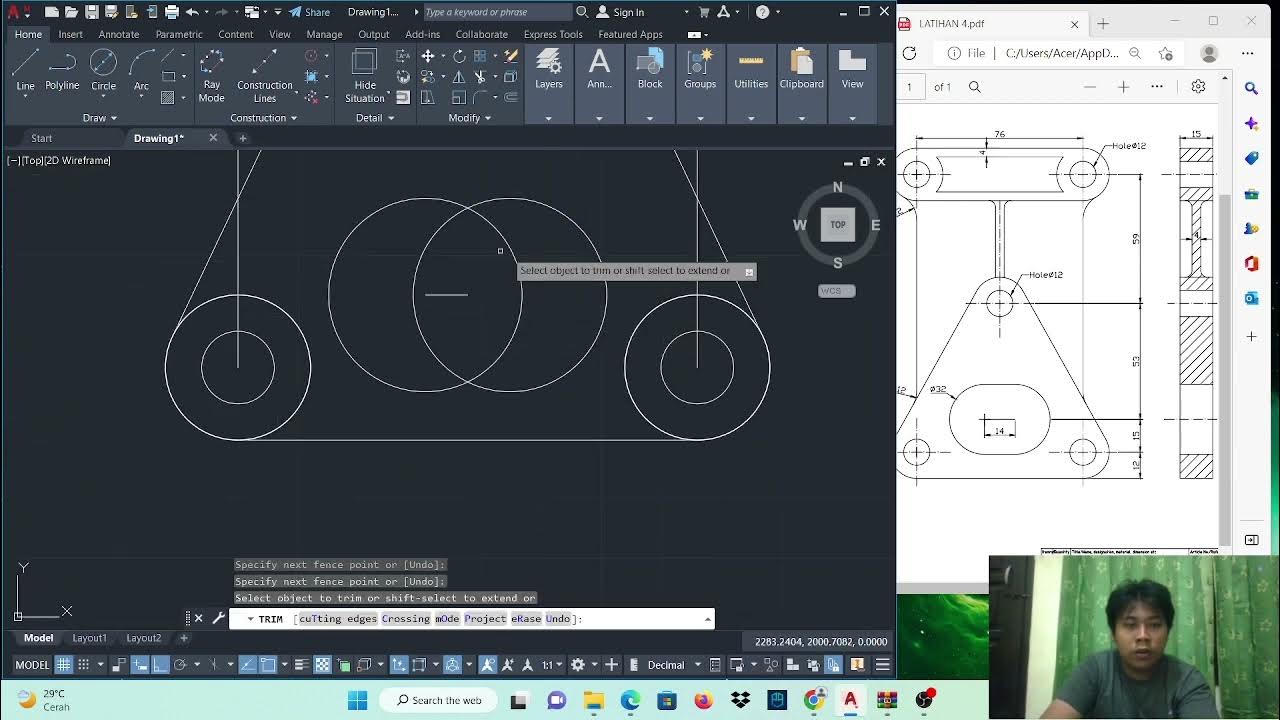 tugas autocad latihan 4 - YouTube