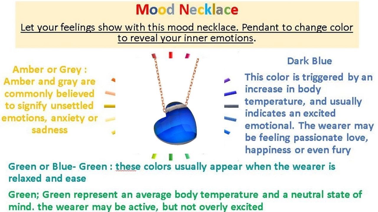 Sterling Silver Heard Color Change Mood Pendant Necklace for women ...
