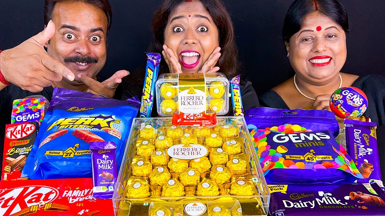 CHOCOLATE EATING - DAIRYMILK, FERRERO ROCHER, KITKAT, GEMS, PARK | FOOD ...