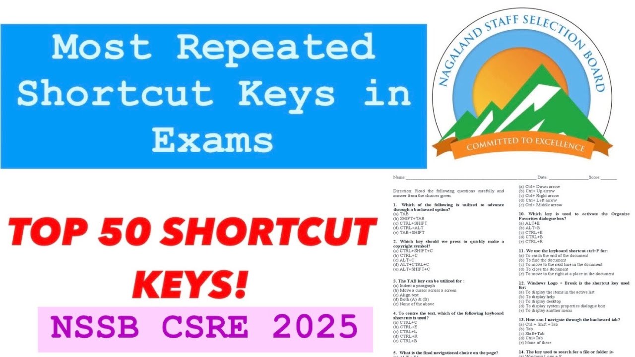 50 Most Repeated Computer Shortcut Keys | For All Competitive Exams ...