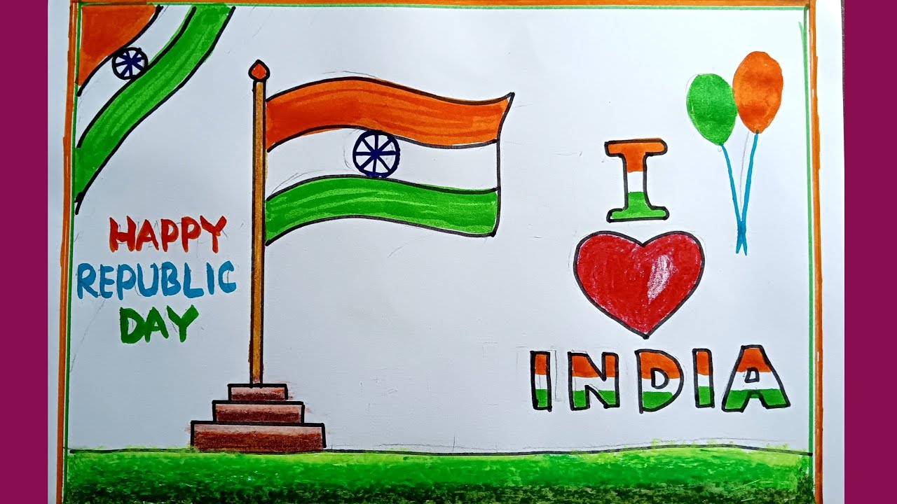 republic day drawing | republic day poster drawing | how to draw ...