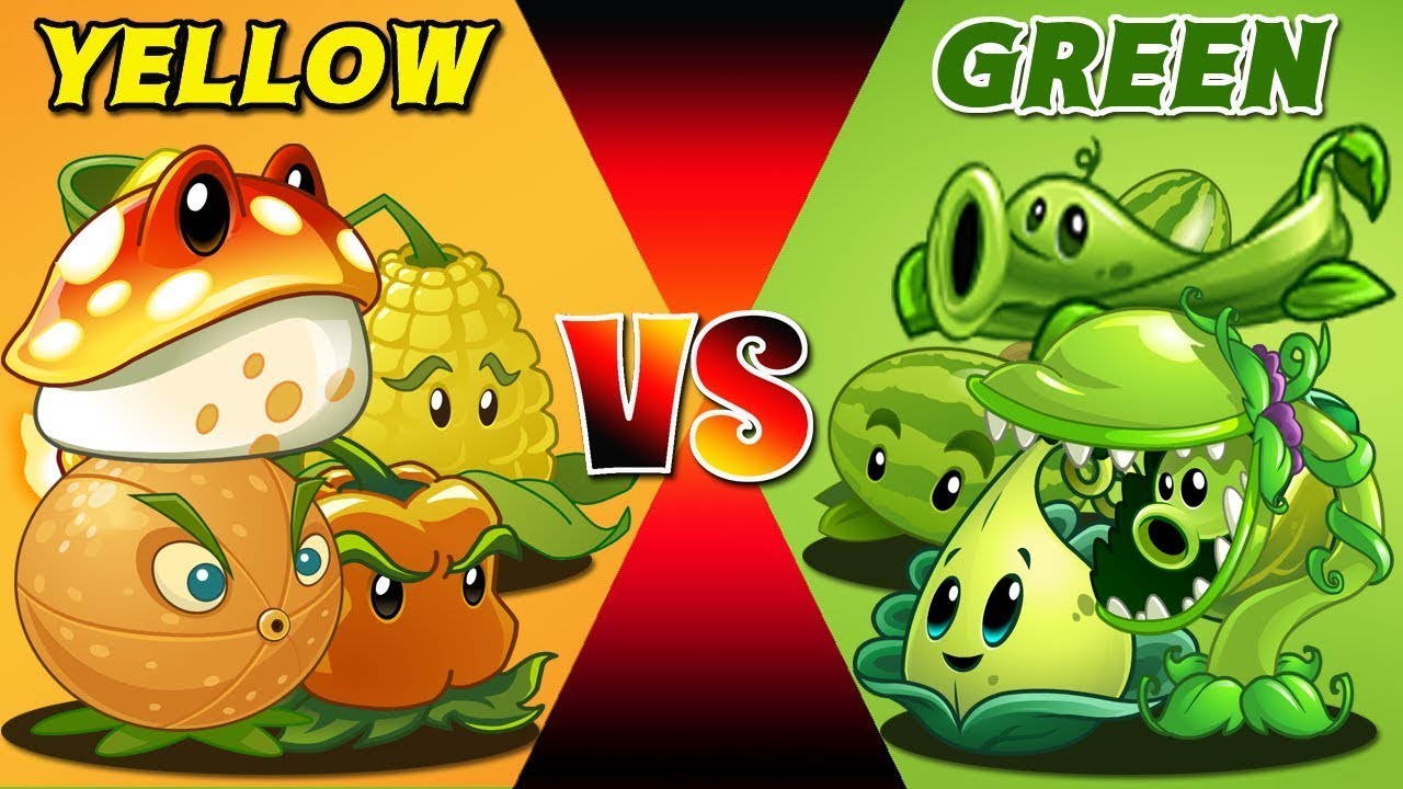 Plants vs Zombies 2 Pvz2 Team GREEN vs YELLOW Plants Power Up! - YouTube