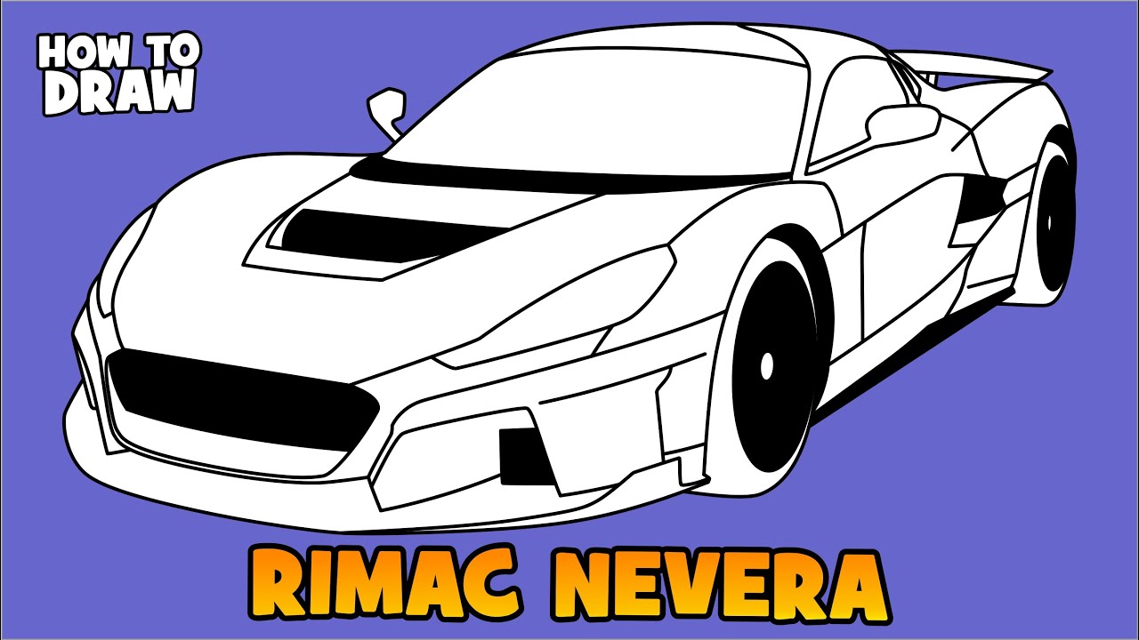 How to draw electric sports car Rimac Nevera - YouTube