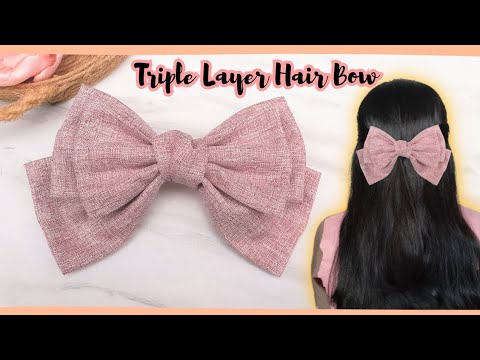 3 Layers Bow Hair Clip Making in 3 Minutes | How to Make Triple Layered ...