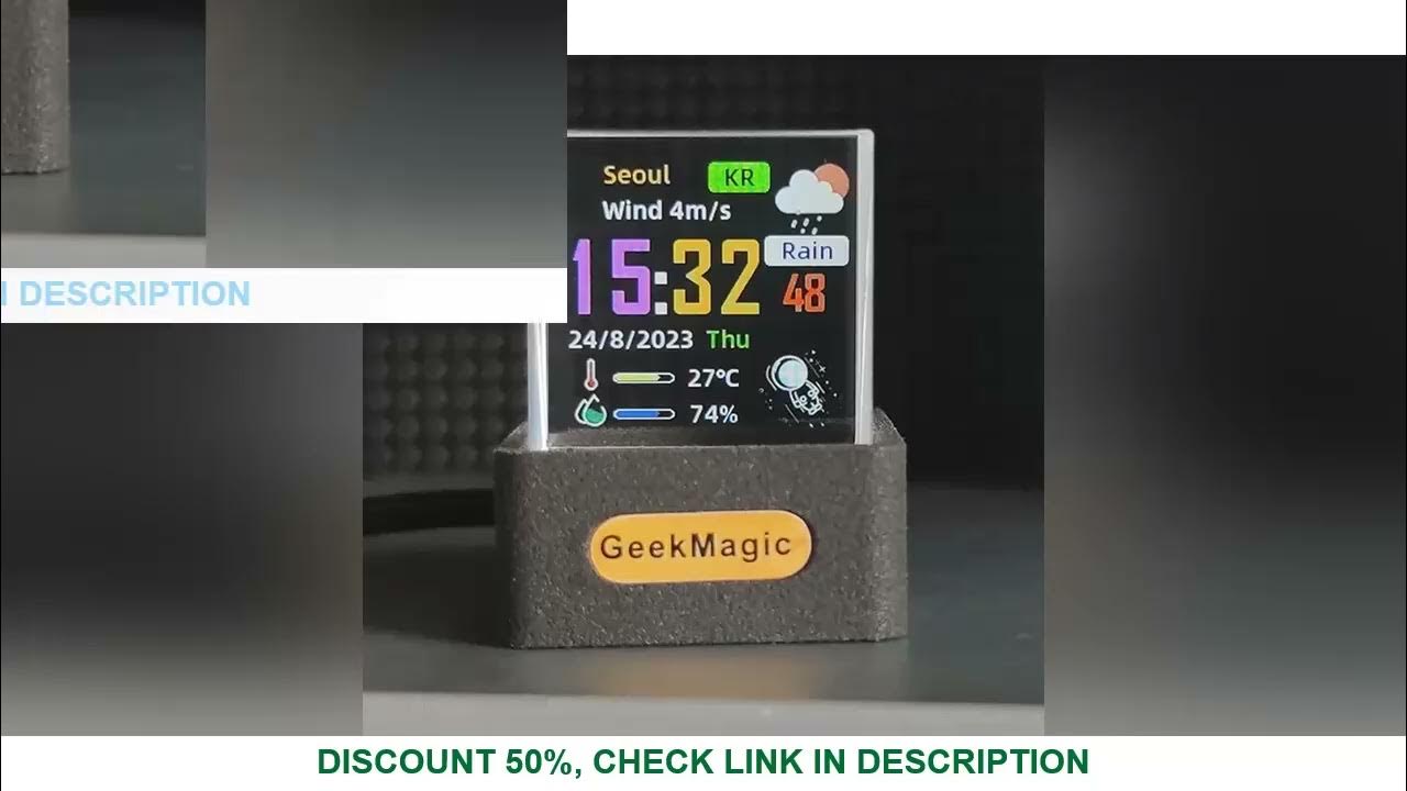 GeekMagic GIFTV Crystal Cube Photo Display Holographic Desktop Smart Weather Station Digital ...
