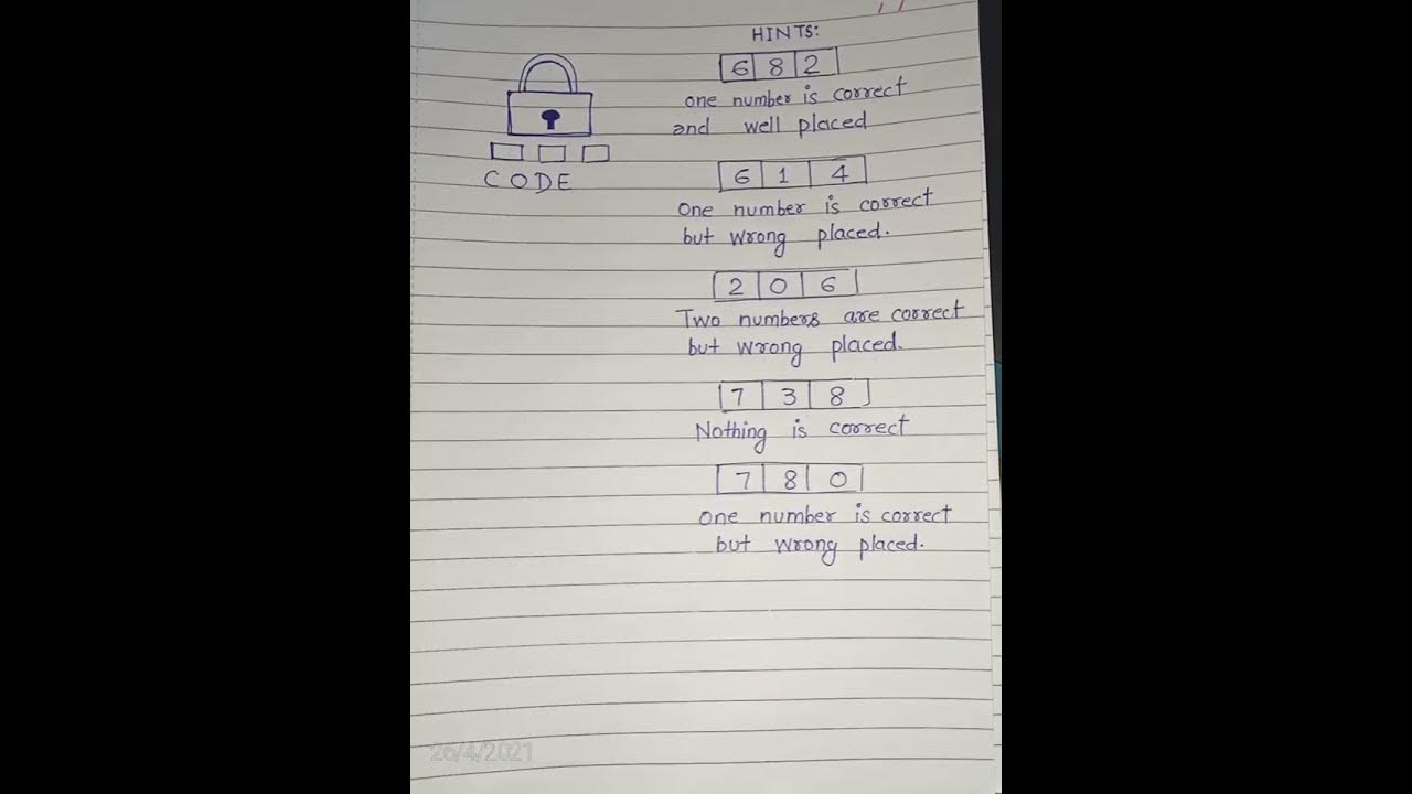 a lock has three digit code , Puzzle solved...😊😊👍👍 - YouTube