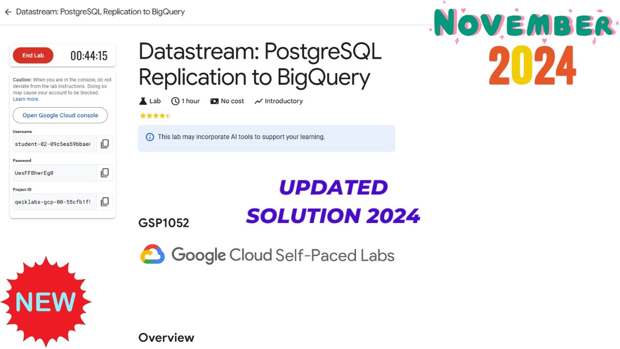 Datastream: PostgreSQL Replication to BigQuery || 2024 || #GSP1052 #qwiklabs #qwiklabsarcade2024 ...