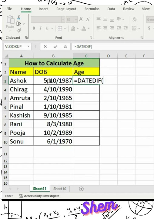 How To Calculate Age Ih Excel Excel Exceltricks Exceltips Exceltutorial Shorts Viral