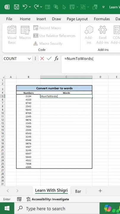 Number to words in Ms Excel #excel #myexcelclub #microsoftexcel #exceltips #exceltech - YouTube