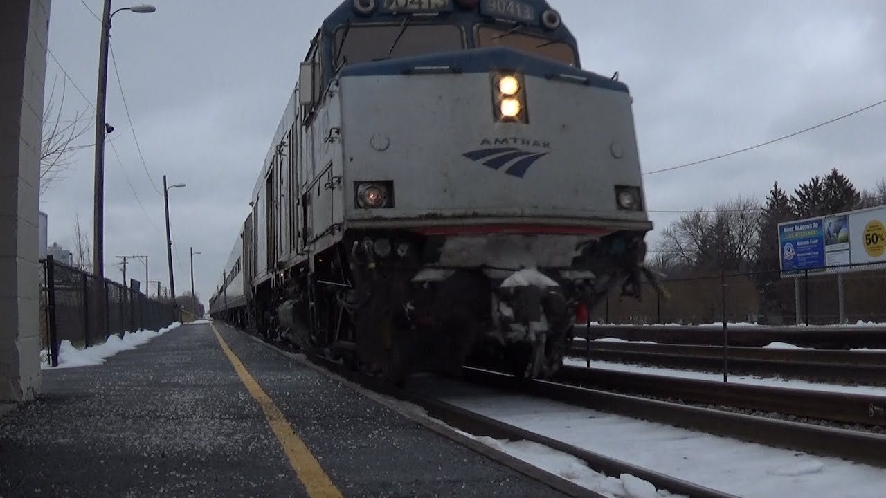 Damaged Amtrak 90413 through Forest Glen! - YouTube
