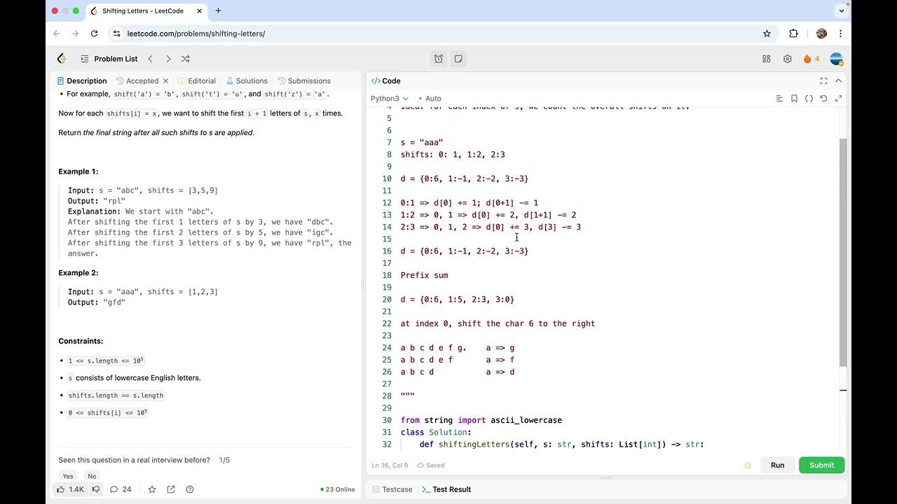 Leetcode 848 Shifting Letters Line Sweep Youtube