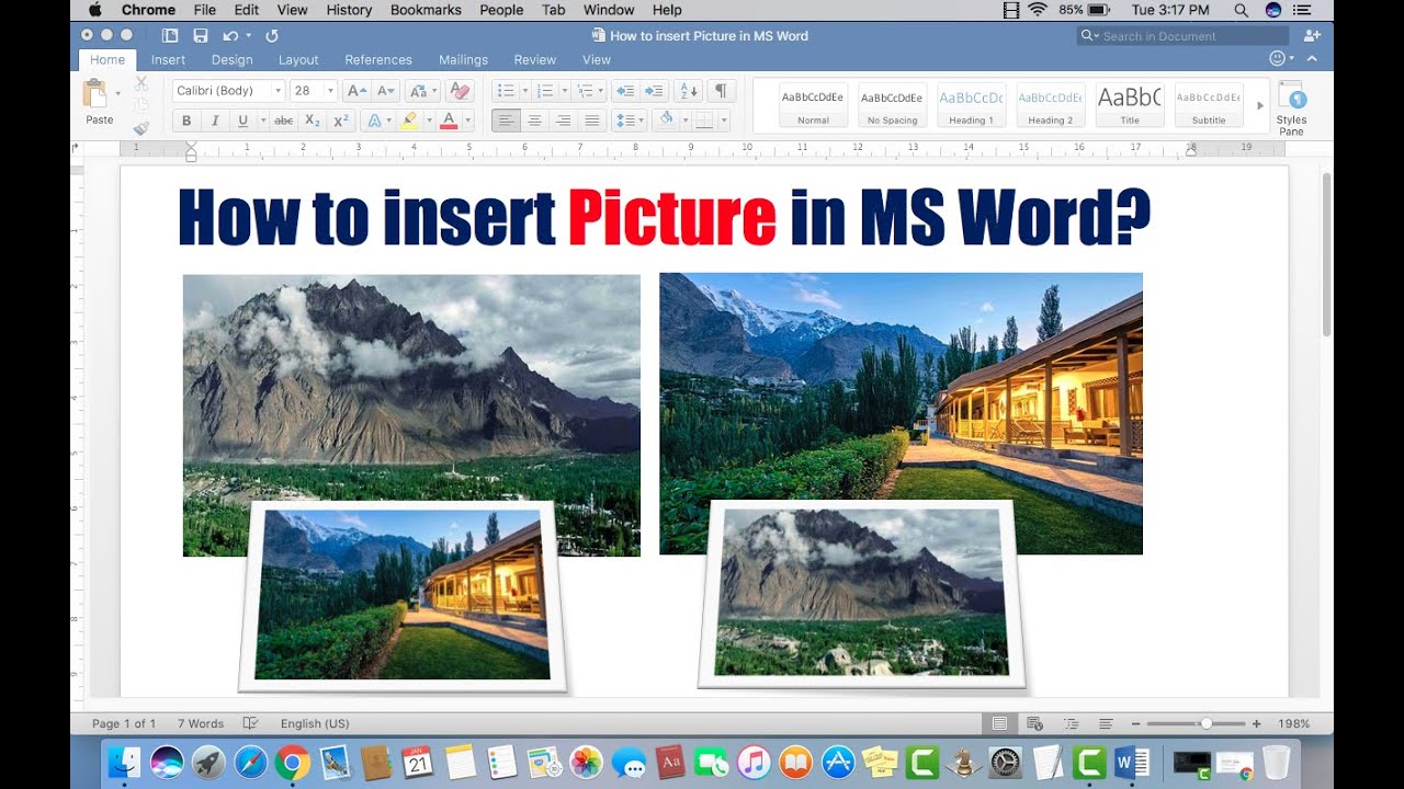 How to insert Pictures in Ms word Document- 2007/2016 - YouTube