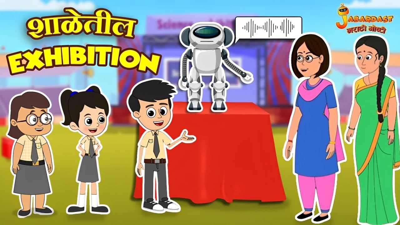 शाळेतील Exhibition | Robot | Marathi Goshti | मराठी गोष्टी | Marathi ...