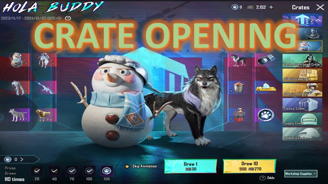 PUBG MOBILE HOLA BUDDY CRATE OPENING / ARCTIC WOLF / PUBG BUDDY - YouTube