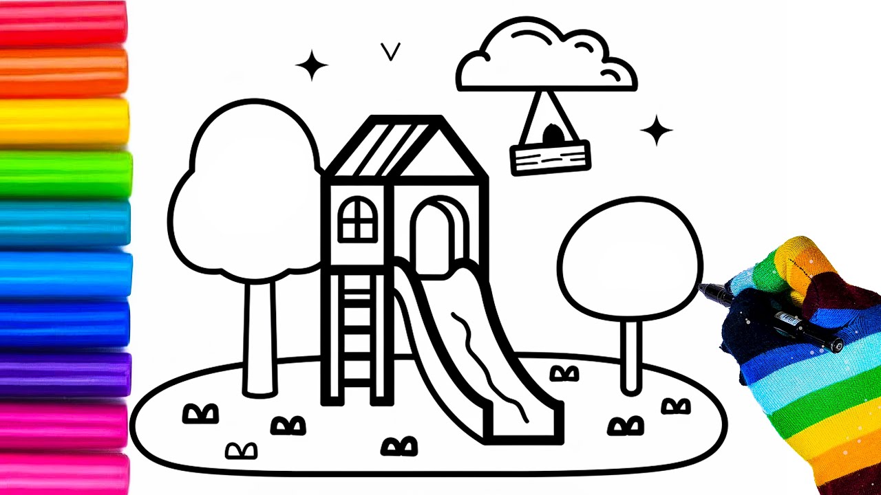 How to draw cute and easy Playground | Easy drawing, Painting and ...