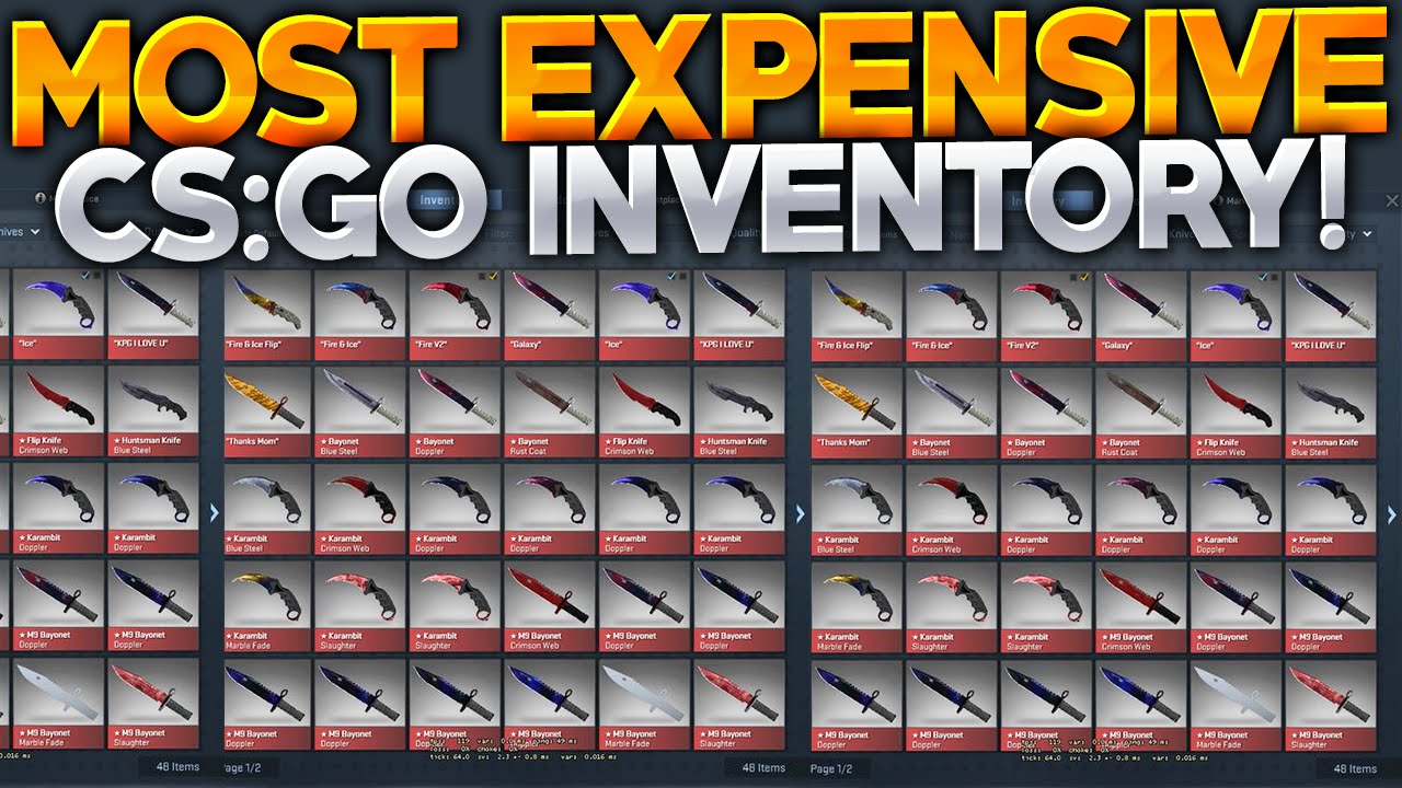 CS:GO - $95,000 INVENTORY (Dopplers, Fades, Slaughters & More) - YouTube
