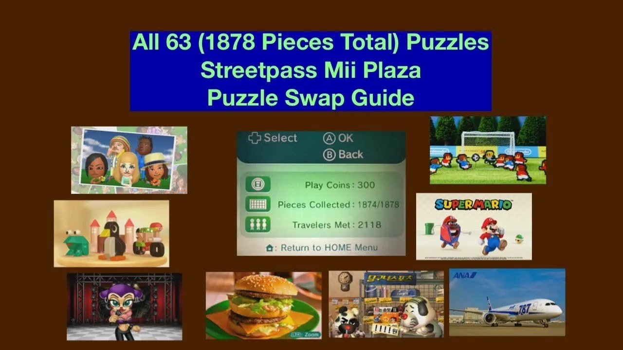 How to Unlock 63 Puzzles (1878 pieces total) Streetpass Mii Plaza For ...