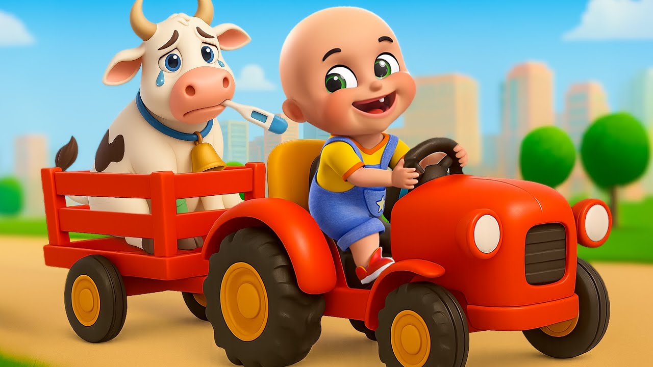 Yes Bobo Save Cow | Wheels On the Tractor Go Round and Round | Nursery ...