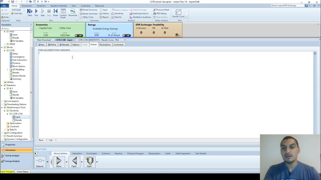 Aspen Plus in Arabic | Part 2 | 33 | Kinetic reactors - 6 Simple Fortran code in Aspen Plus ...