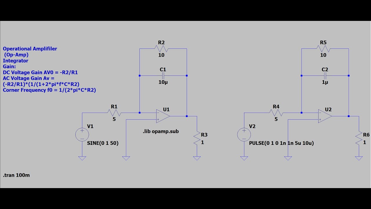 Electronic Basic 1:LTSpice design Operational Amplifier Integrator ...