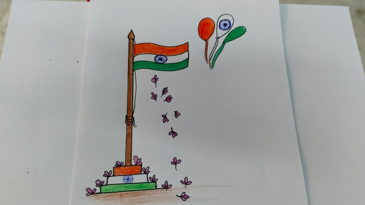 Day 56/ Indian flag drawing/basic drawing class - YouTube