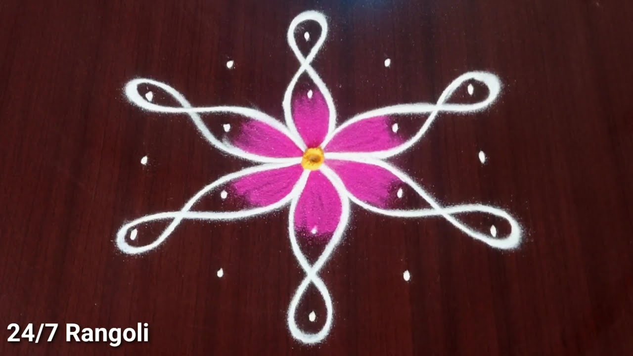 Simple n easy flower rangoli 🌺 Geethala muggulu 🌺 colourful rangoli ...