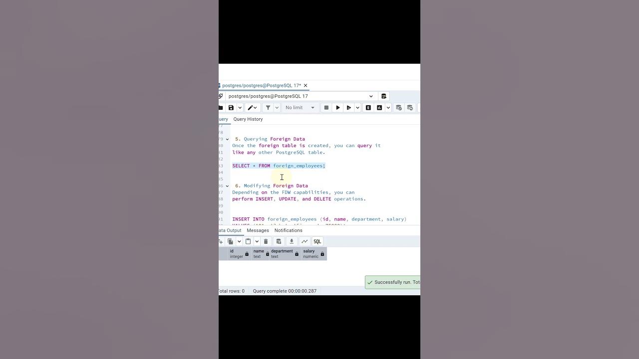 How To Query Foreign Data In Postgresql Best Postgresql Tutorial Shorts Youtube
