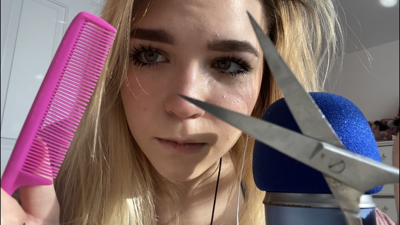 ASMR Haircut Roleplay (cutting your bangs) *scissors, close up ...