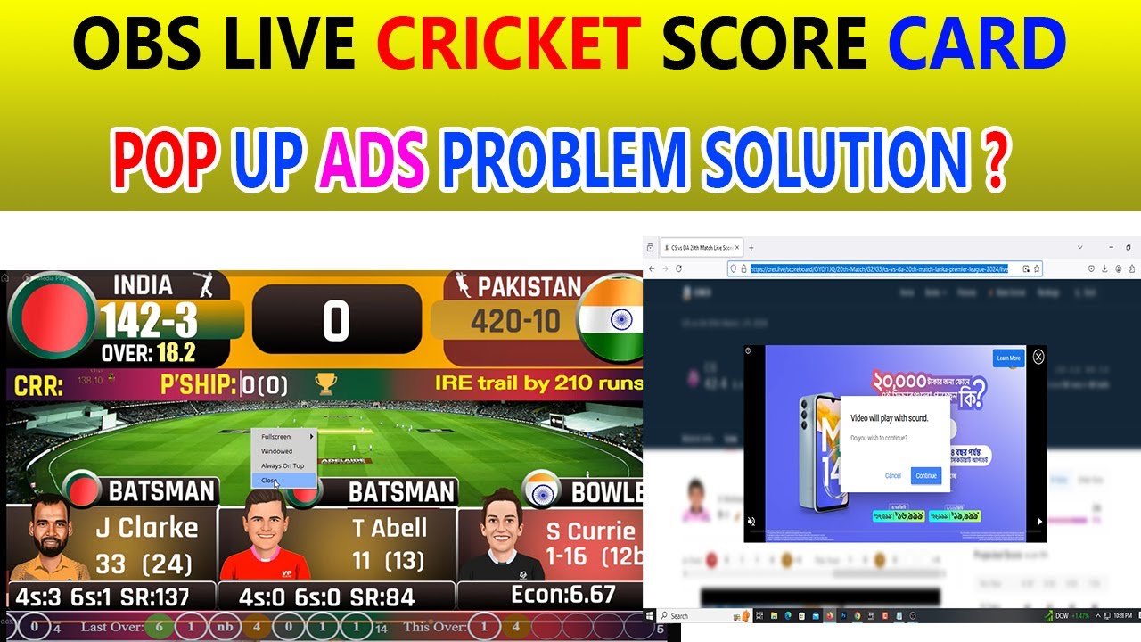 Pop up ads Problem solution ? Obs live cricket Score board 2024 - YouTube