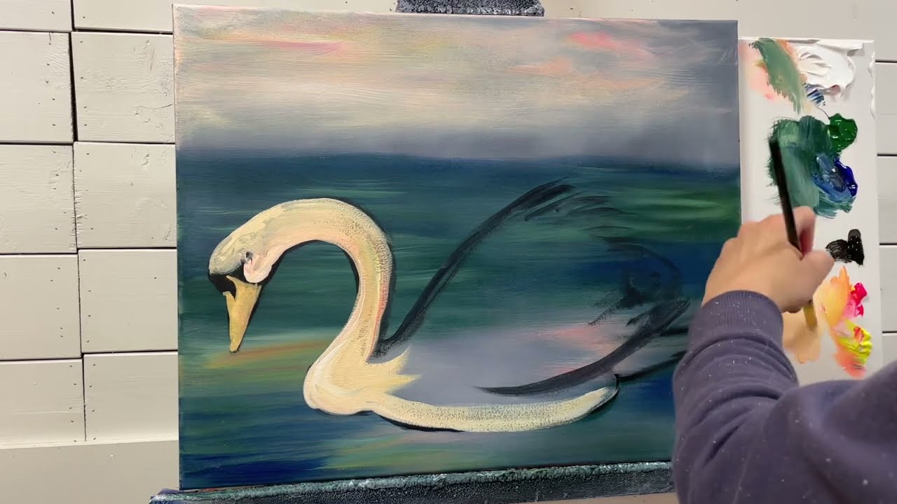 How To Paint A SWAN AND SNOWFLAKES 🦢 Acrylic Painting Tutorial - YouTube